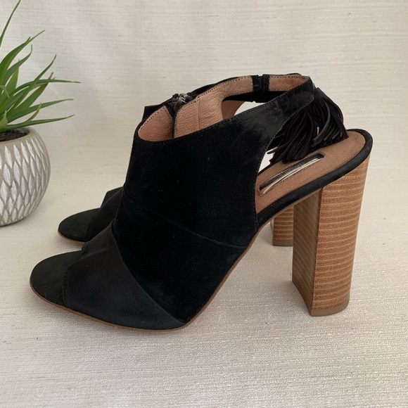 Halogen | Shoes | Halogen Black Suede Leather Sling Back Tassel Block ...